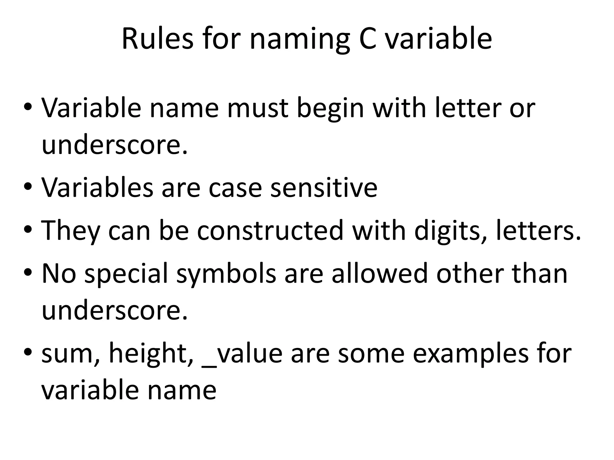 introduction to c- data types with examples | PDF