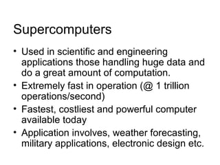 clasification of digital computer and application of computers | PPT