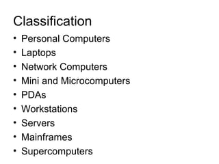 clasification of digital computer and application of computers | PPT