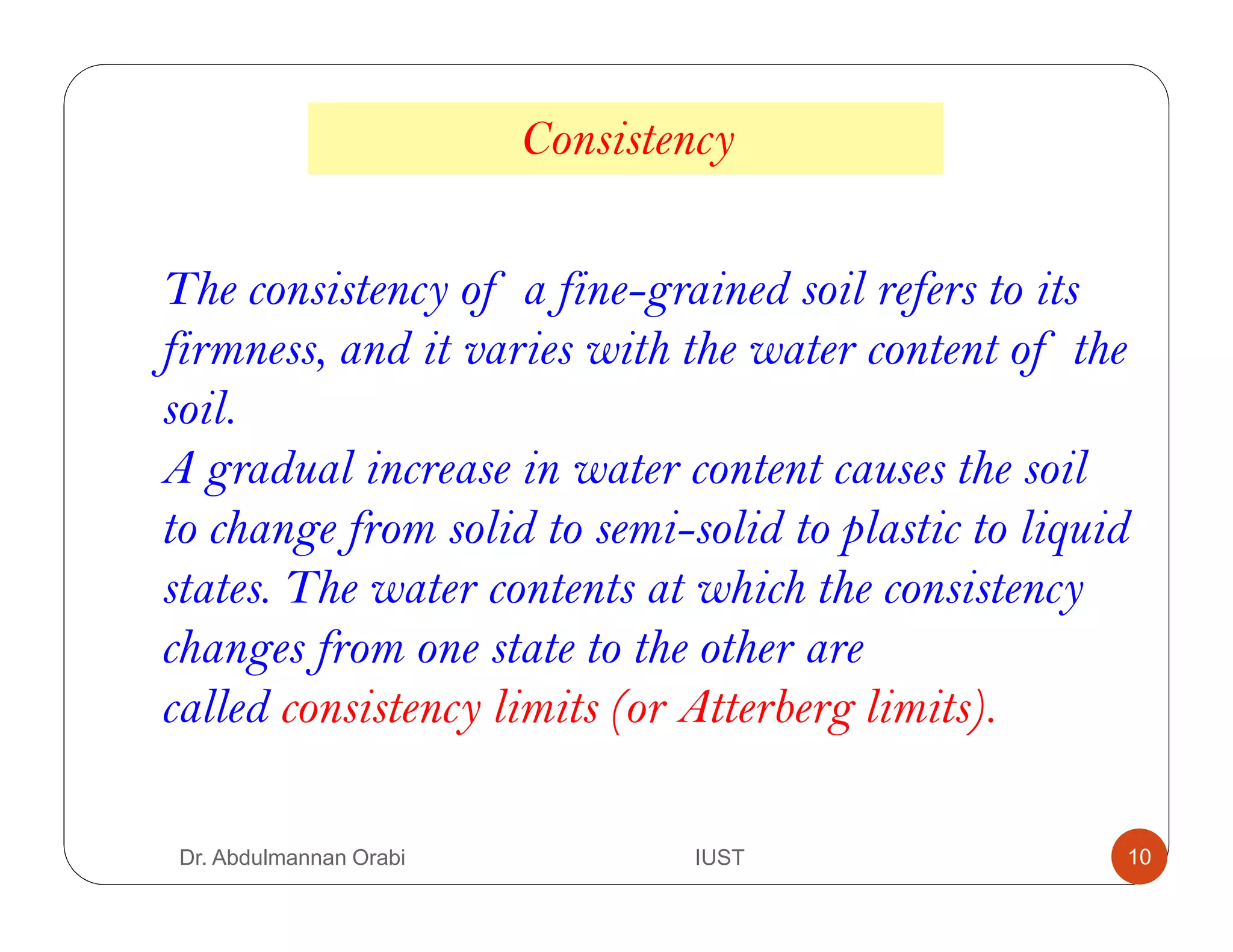 Lecture 3 consistncy of soil | PDF