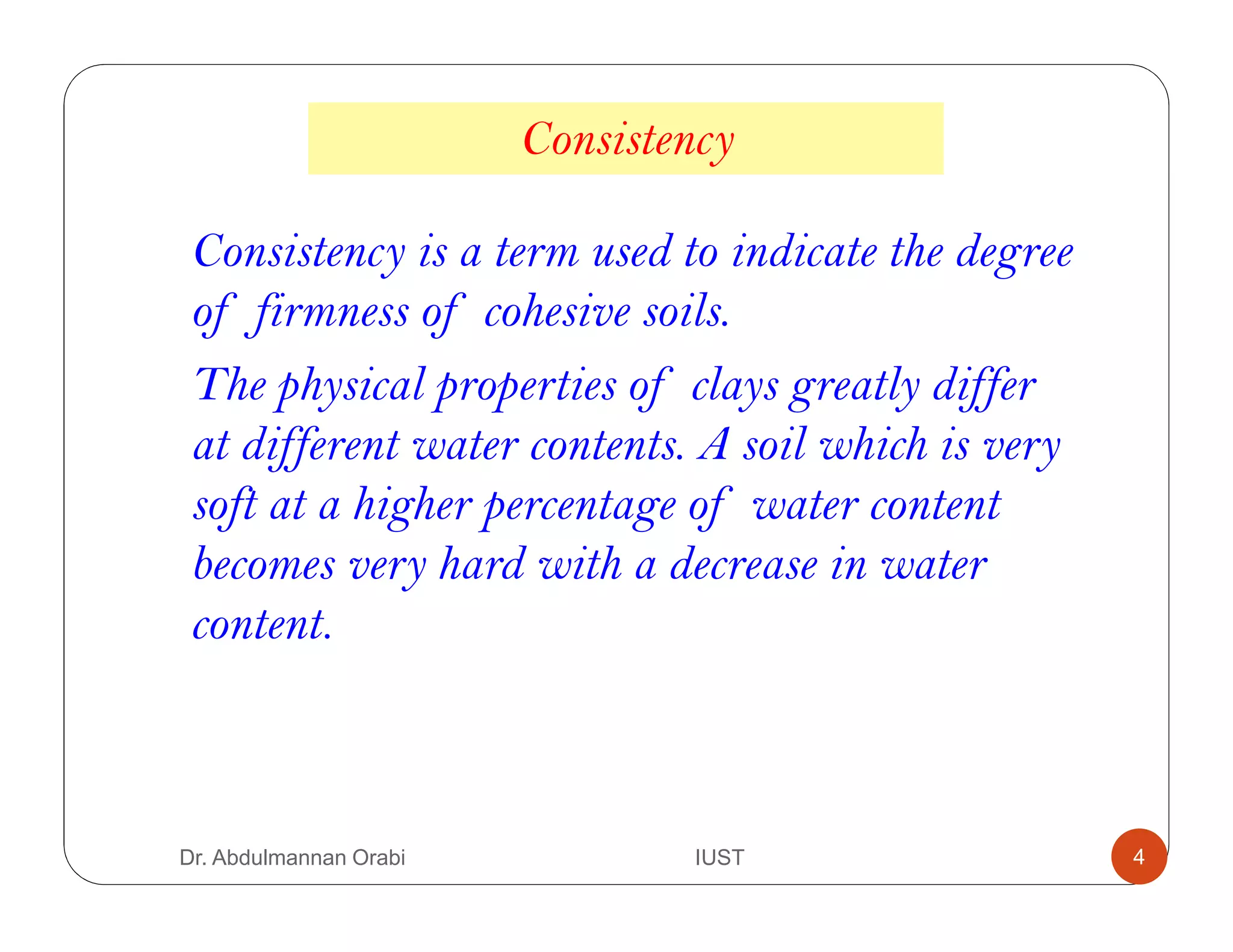 Lecture 3 consistncy of soil | PDF