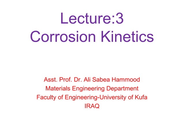 Lecture 3: corrosion kinetics | PPT | Chemistry | Science