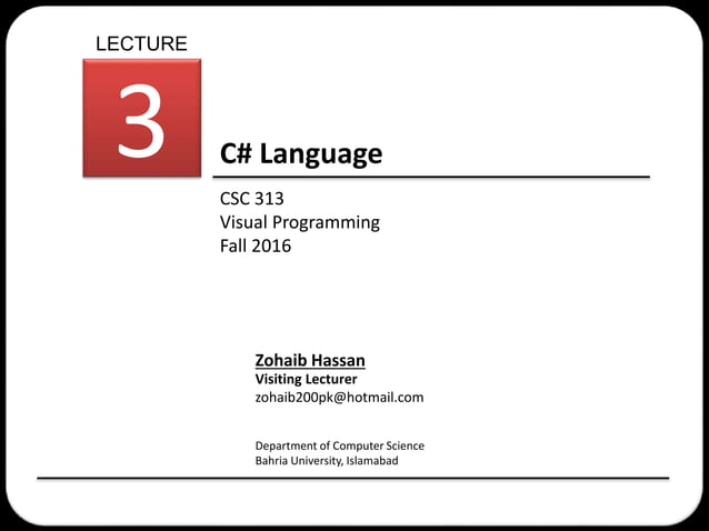 Lecture 3 __c_sharp | PPT