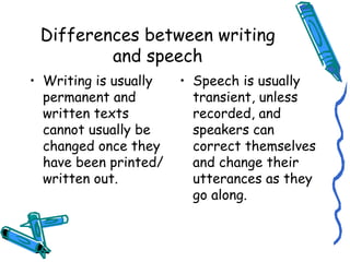 Lecture 3 Differences writing&speech | PPT