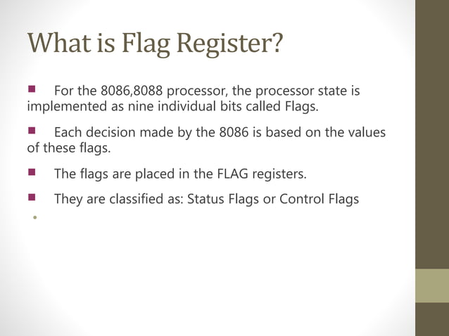 Lecture #3 Flag Register.pptx | Operating Systems | Computer Software and Applications