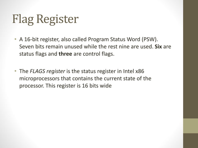 Lecture #3 Flag Register.pptx | Operating Systems | Computer Software and Applications