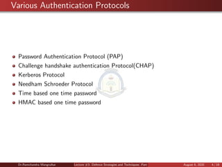 Lecture #3: Defense Strategies and Techniques: Part II | PDF