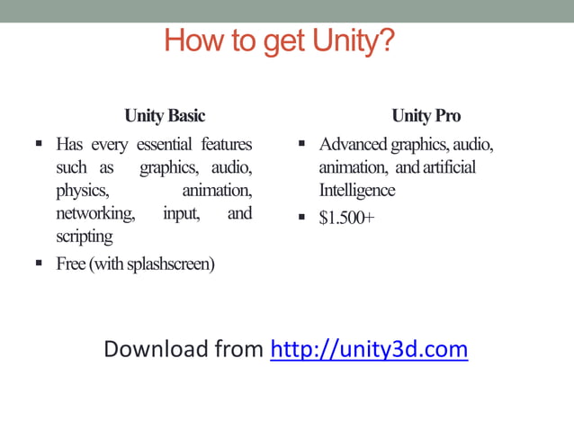 Game Development with Unity3D (Game Development lecture 3) | PPT | Free Download