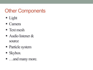 Game Development with Unity3D (Game Development lecture 3) | PPT
