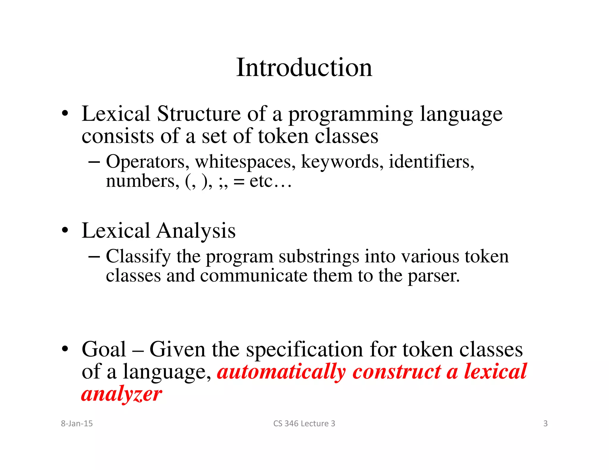Lecture3 lexical analysis | PPT