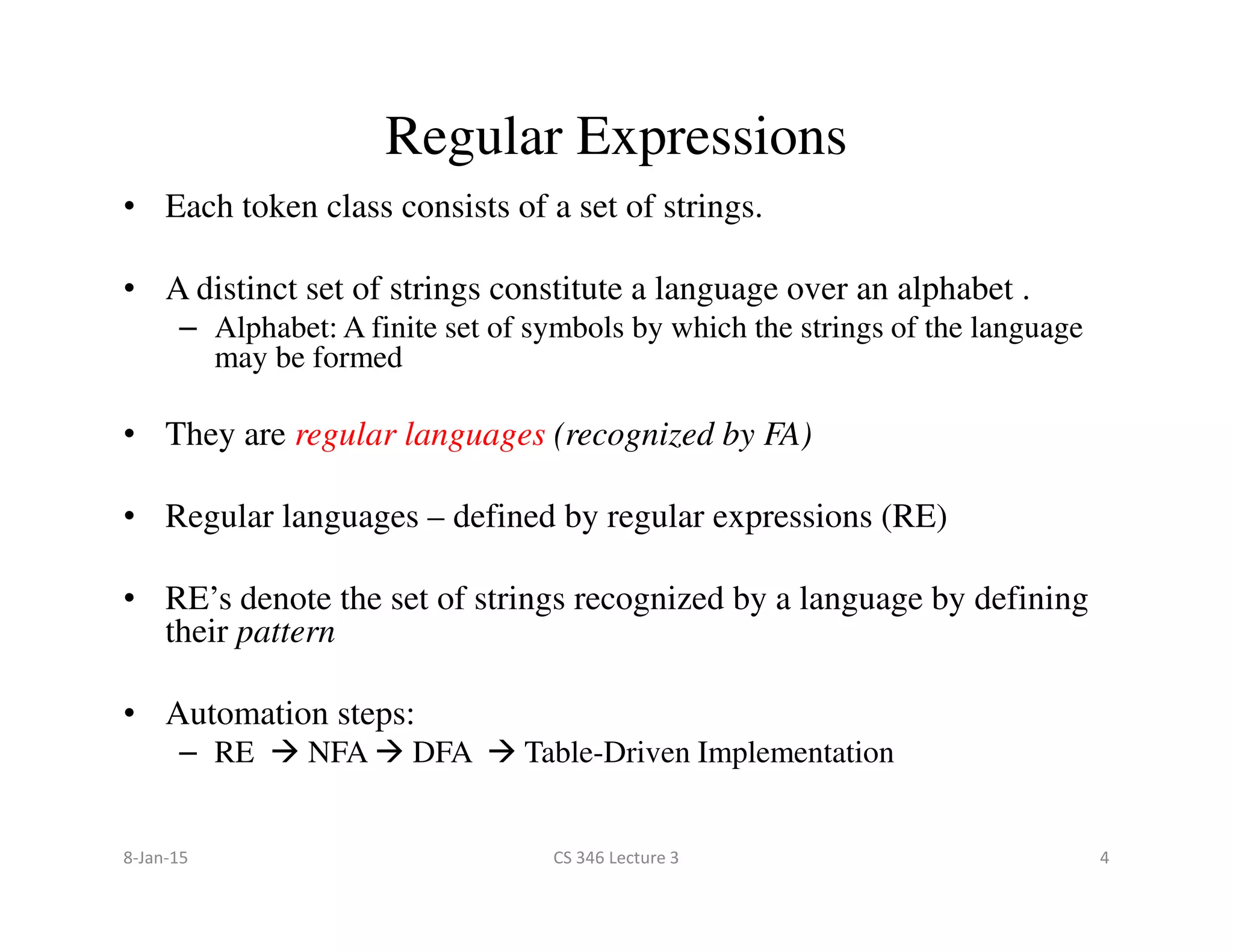 Lecture3 lexical analysis | PPT