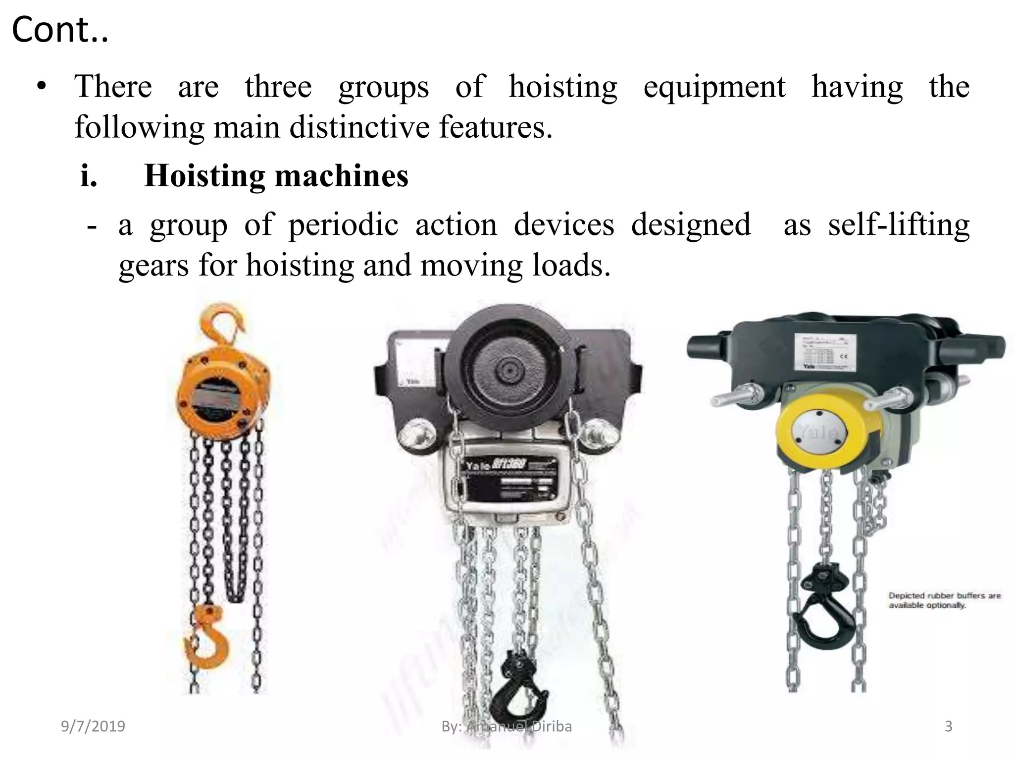 Lecture 3 Material Handling Equipment (Hoisting Equipment) | PPTX