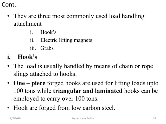 Lecture 3 Material Handling Equipment (Hoisting Equipment) | PPTX