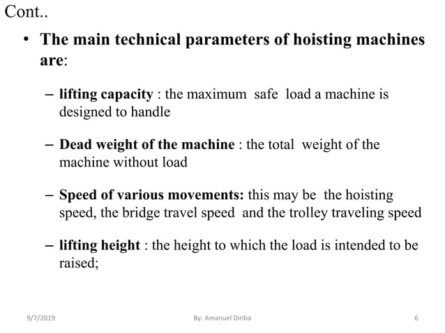 Lecture 3 Material Handling Equipment (Hoisting Equipment) | PPTX