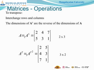 The transpose and its properties and Inverse of a Matrix | PPTX