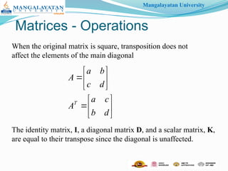 The transpose and its properties and Inverse of a Matrix | PPTX