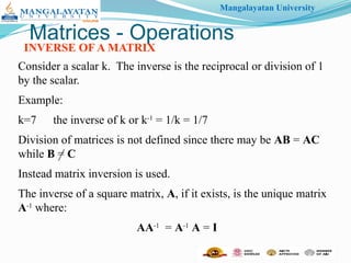 The transpose and its properties and Inverse of a Matrix | PPTX