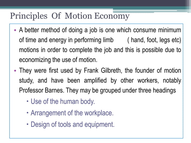 Lecture 3 motion economy work study | PPTX