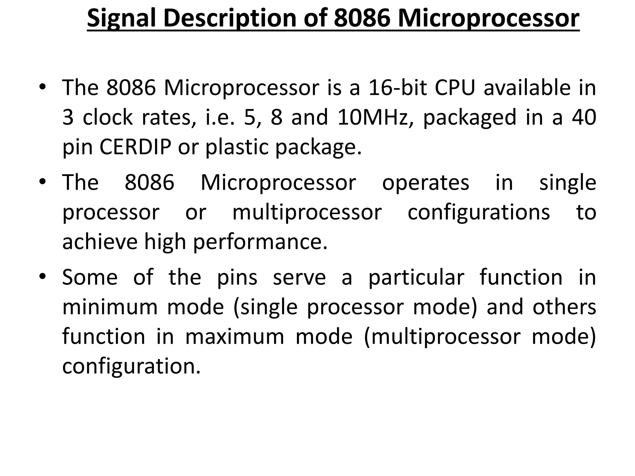 introduction to Architecture of 8086 and it's application | PPTX | Programming Languages | Computing