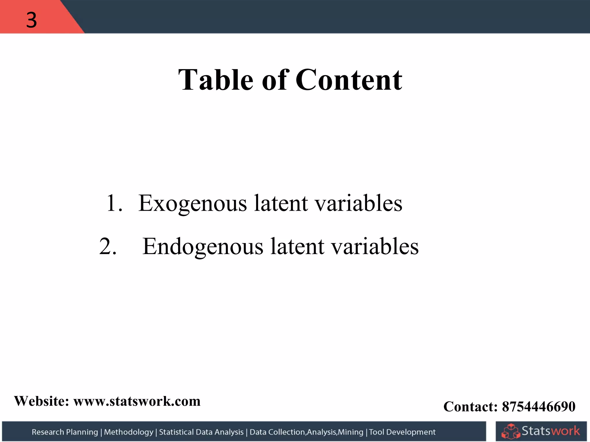 Exogenous and Endogenous Latent Variables in SEM analysis | statswork.com