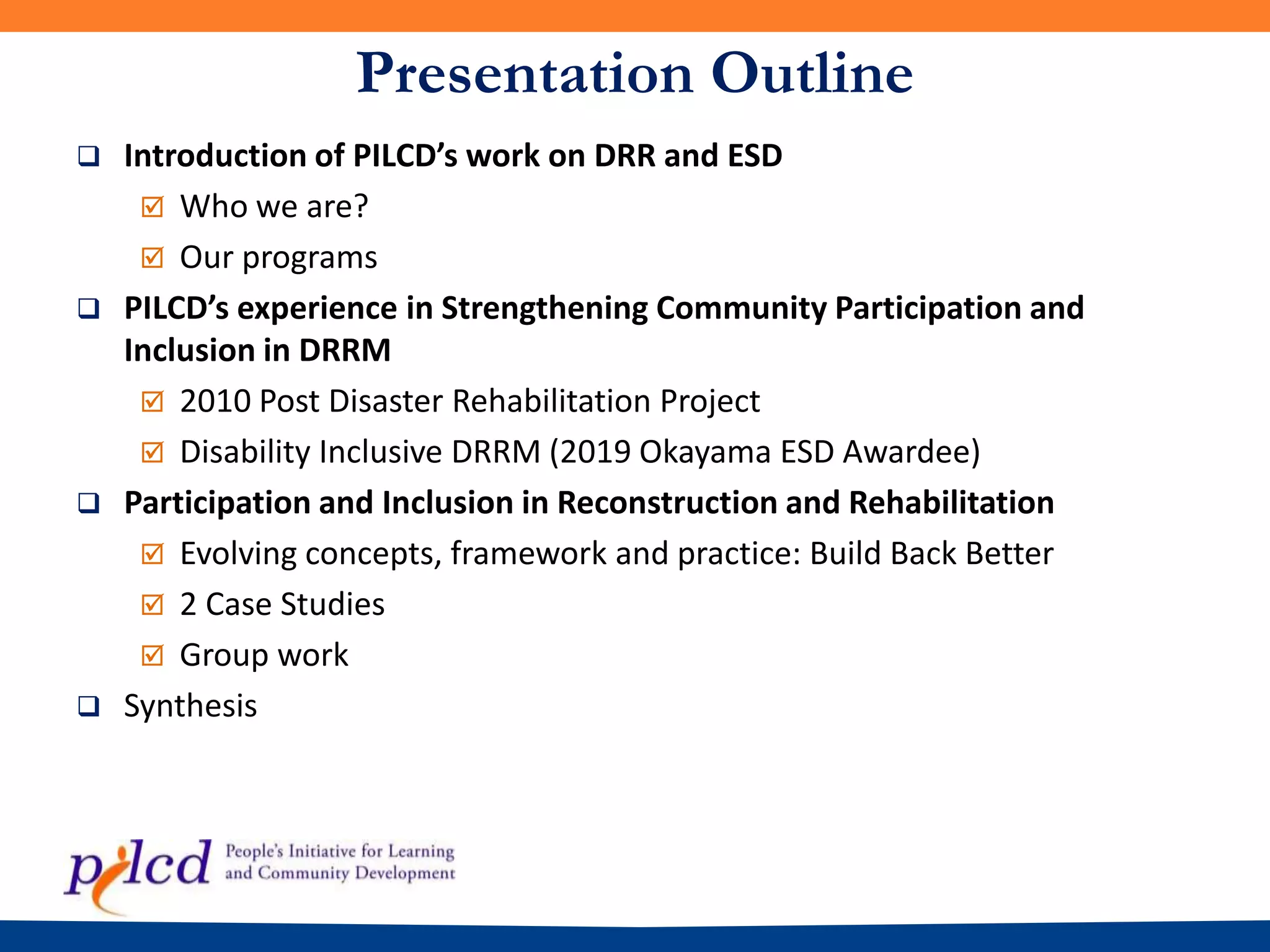 Local Community Empowerment and Multi-stakeholder Participation in DRRM ...