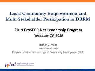 Local Community Empowerment and Multi-stakeholder Participation in DRRM ...