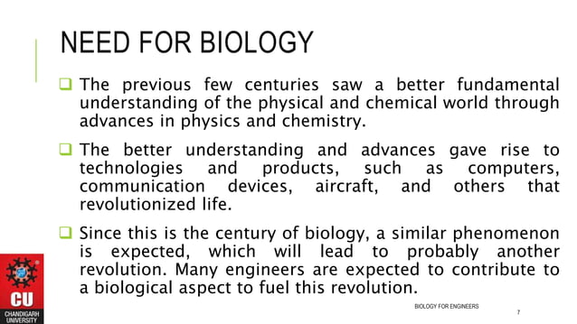 Significance of Biology in Engineeringing.ppt | Biotech and Biomedical ...