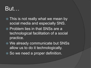 Social Media: Lecture 3 Social networking Facebook and some others… | PPTX