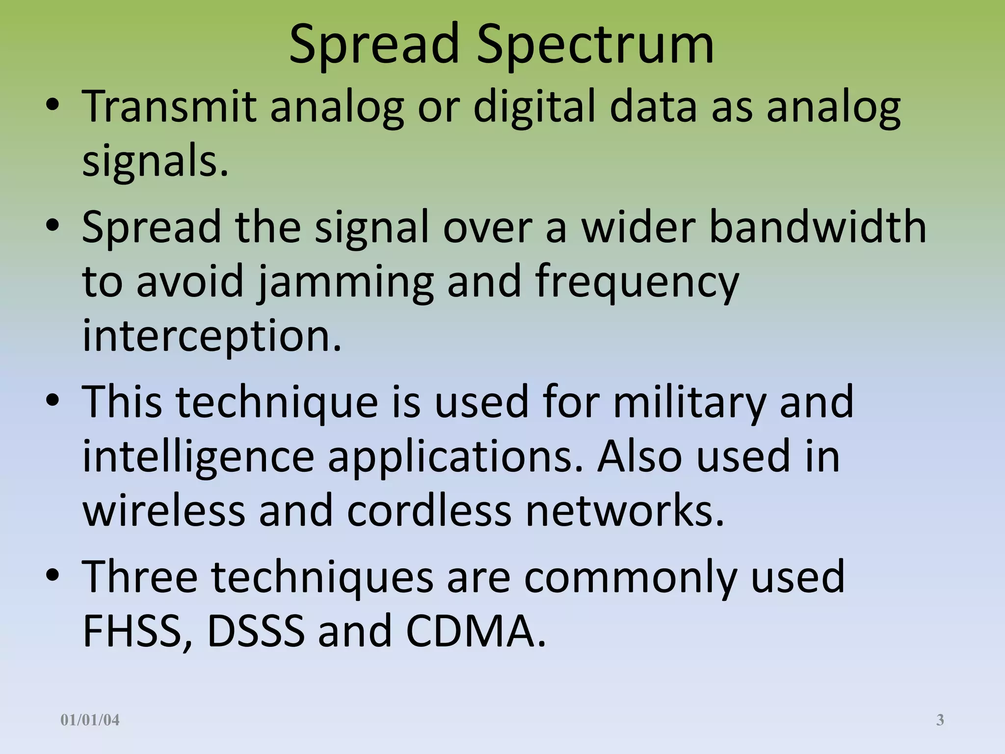 Lecture 3 spread spectrum | PPTX | Digital Audio | Computer Software and Applications