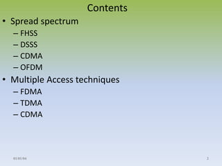 Lecture 3 spread spectrum | PPTX | Digital Audio | Computer Software and Applications