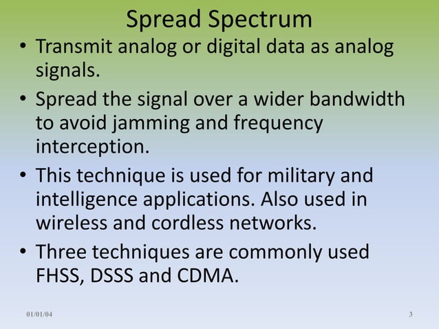 Lecture 3 spread spectrum | PPTX | Digital Audio | Computer Software and Applications
