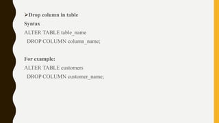 Lecture 3 sql {basics ddl commands} | PPT