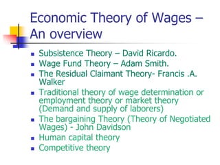 Lecture 3 Theoretical dimensions of wages.ppt | Business Accounting & Finance | Business