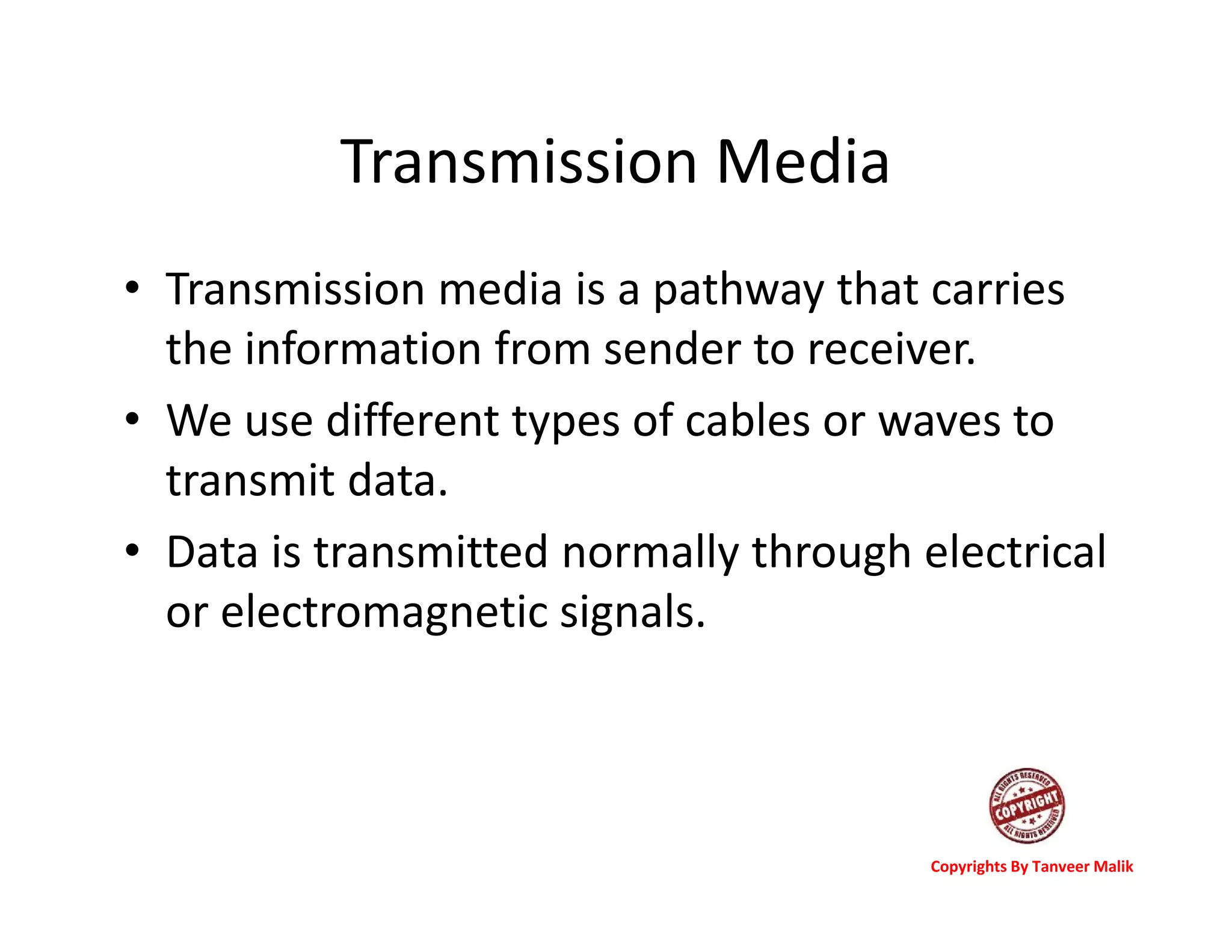 Lecture 3 transmission media | PDF