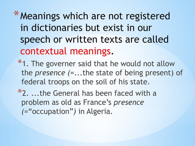 Lecture 3 Types of lexical meaning:logical, nominal and emotive meaning ...