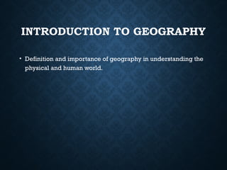 Lecture 3 unit 1 1(iii). The relationship of Geography with other ...