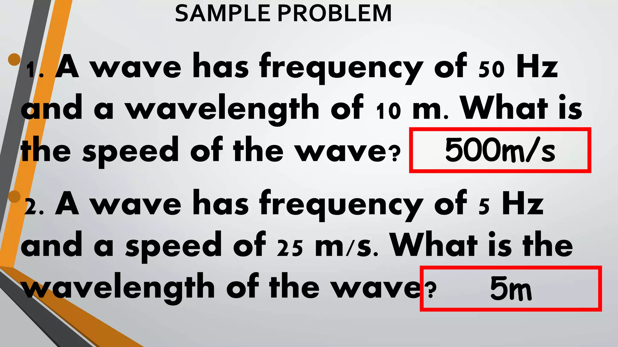 Wave equation (speed, wavelength & frequency | PPTX