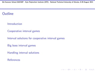 Cooperative Interval Games | PPT