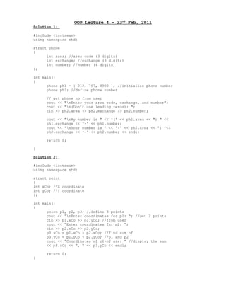 oop Lecture 4 | DOC | Programming Languages | Computing