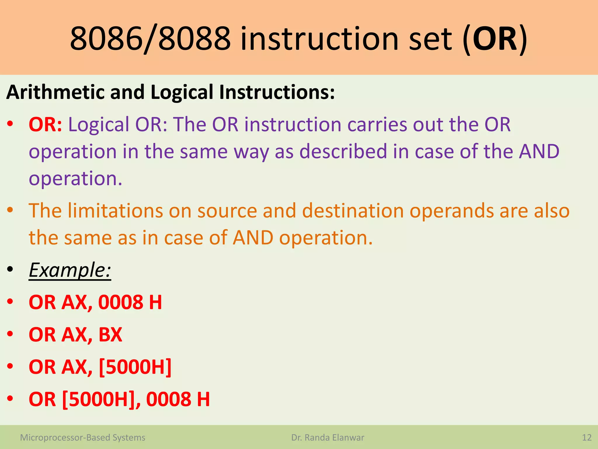 Microprocessors-based systems (under graduate course) Lecture 4 of 9 | PPT