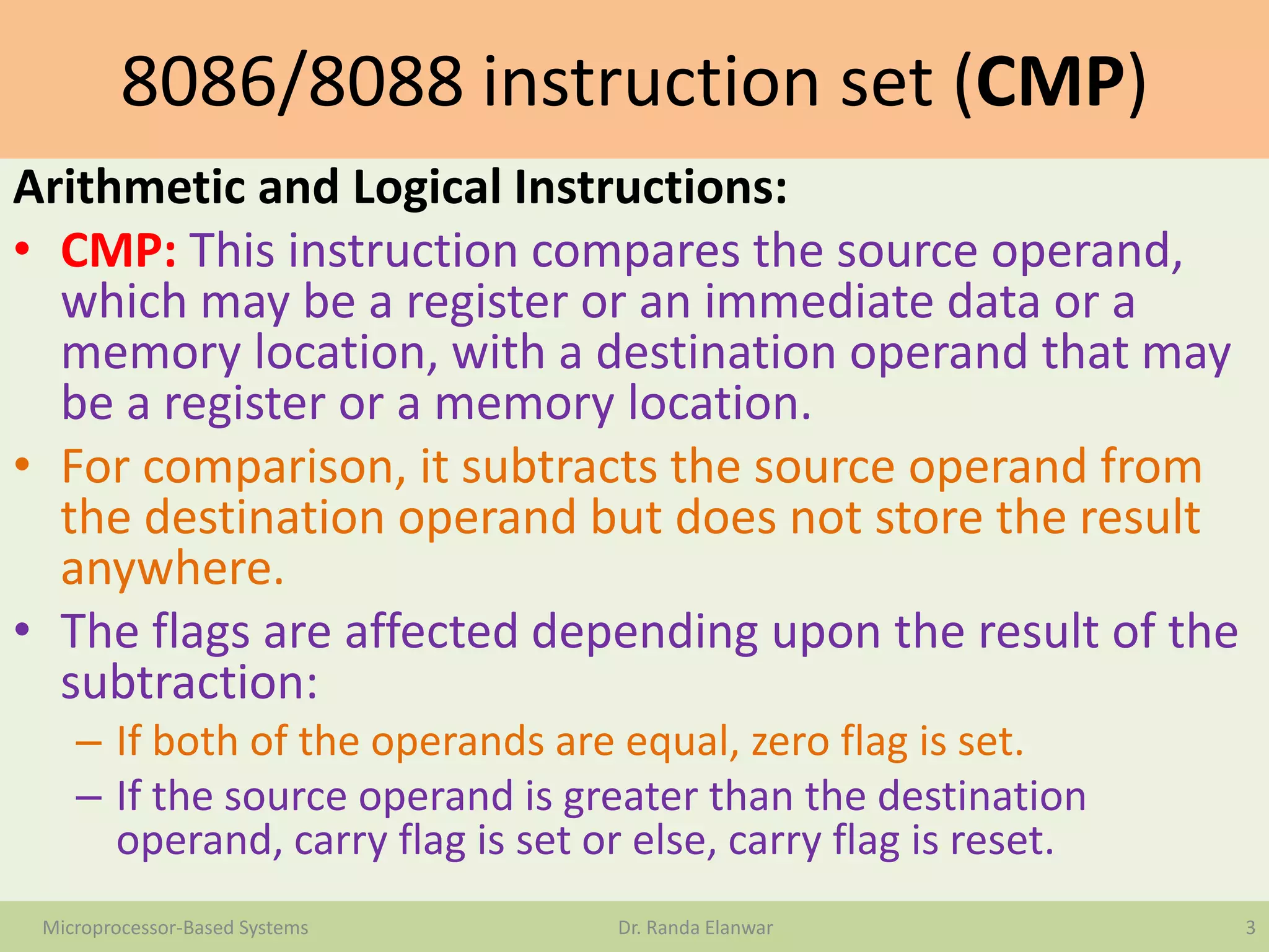 Microprocessors-based systems (under graduate course) Lecture 4 of 9 | PPT
