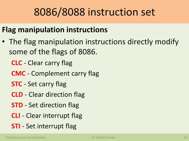 Microprocessors-based systems (under graduate course) Lecture 4 of 9 | PPT