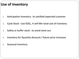 Inventory Management , MRP, JIT and SCM | PPT