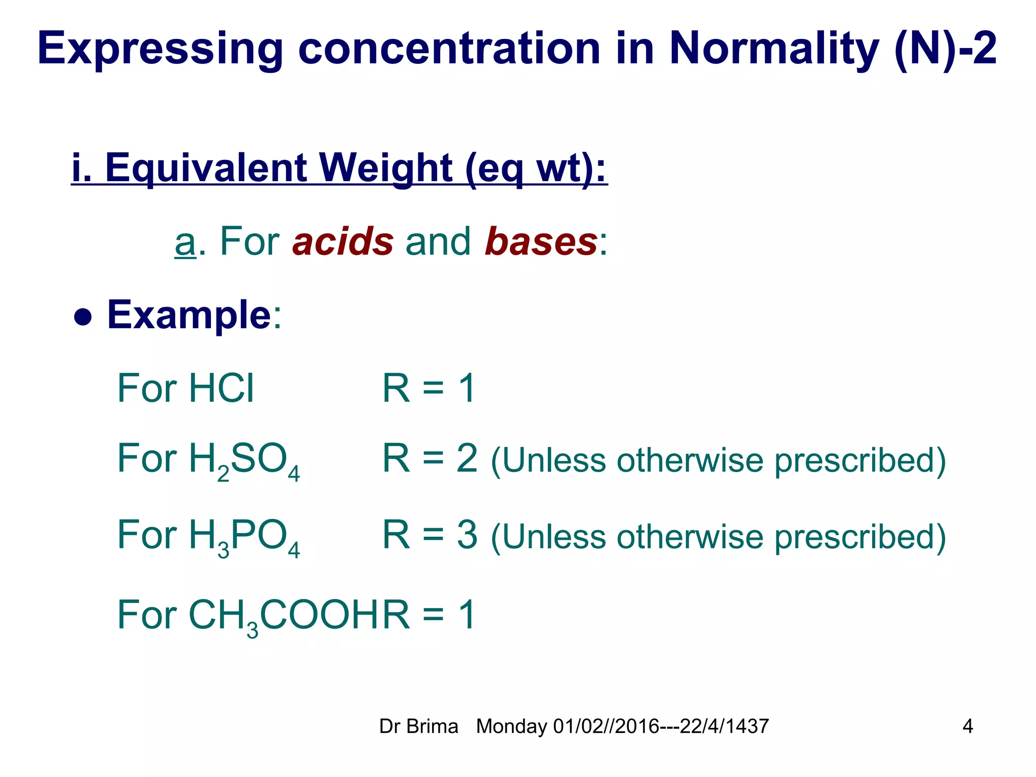 Expressing concentrations | PPT