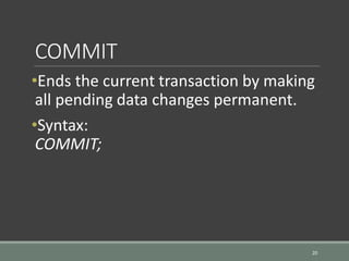 Data Manipulation(DML) and Transaction Control (TCL) | PDF | Databases | Computer Software and ...