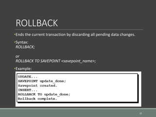 Data Manipulation(DML) and Transaction Control (TCL) | PDF | Databases | Computer Software and ...