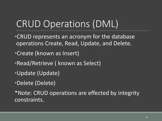 Data Manipulation(DML) and Transaction Control (TCL) | PDF | Databases | Computer Software and ...
