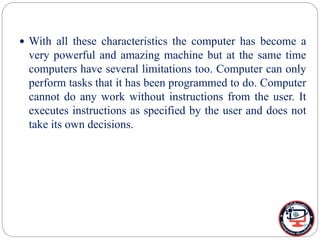 computer and its charectorstice | PPTX | Data Storage and Warehousing ...