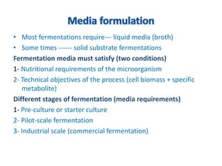 Fermentation media (Raw Material) - Lecture 4 | PDF