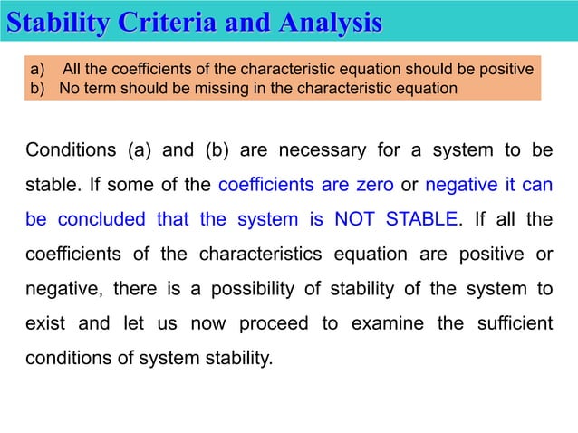 LECTURE 4. Stability criteria and Analysis_Control Systems Engineering_MEB 4101.pptx | Physics ...